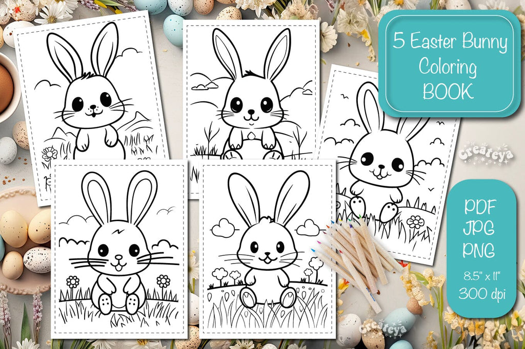 Easter Bunny Coloring pages Coloring Book bundle printable coloring ...