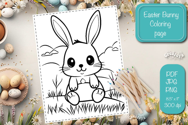 Easter Bunny Coloring pages Coloring printable coloring sheet - So Fontsy