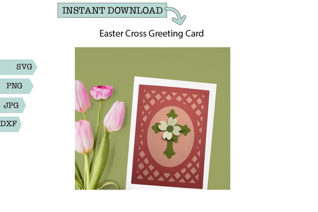 Easter Card-Cross with Flower - So Fontsy