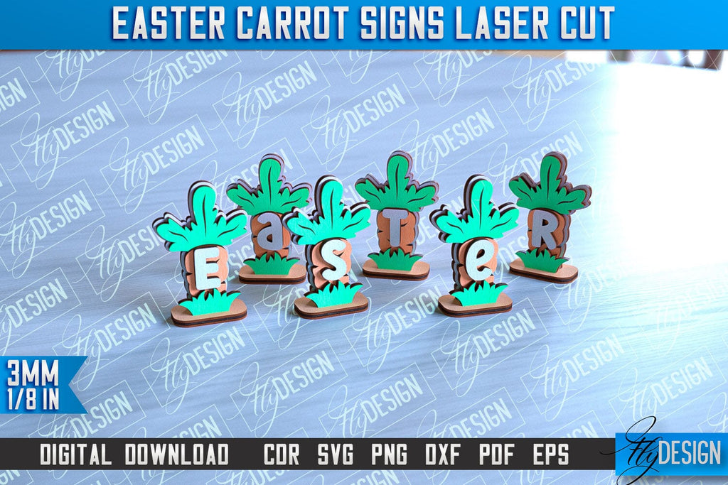 Easter Carrot Signs | Laser Cut Design | CNC File - So Fontsy