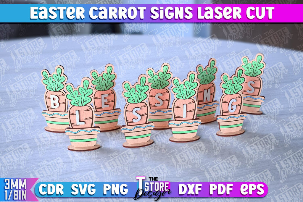 Easter Carrot Signs | Laser Cut Design | CNC File - So Fontsy