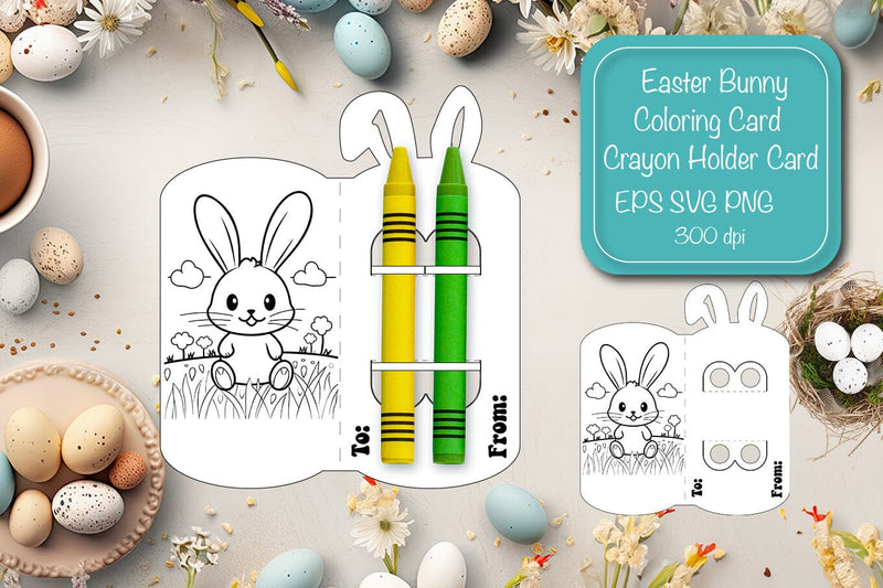Easter Coloring card Easter Crayon holder Coloring page printable ...