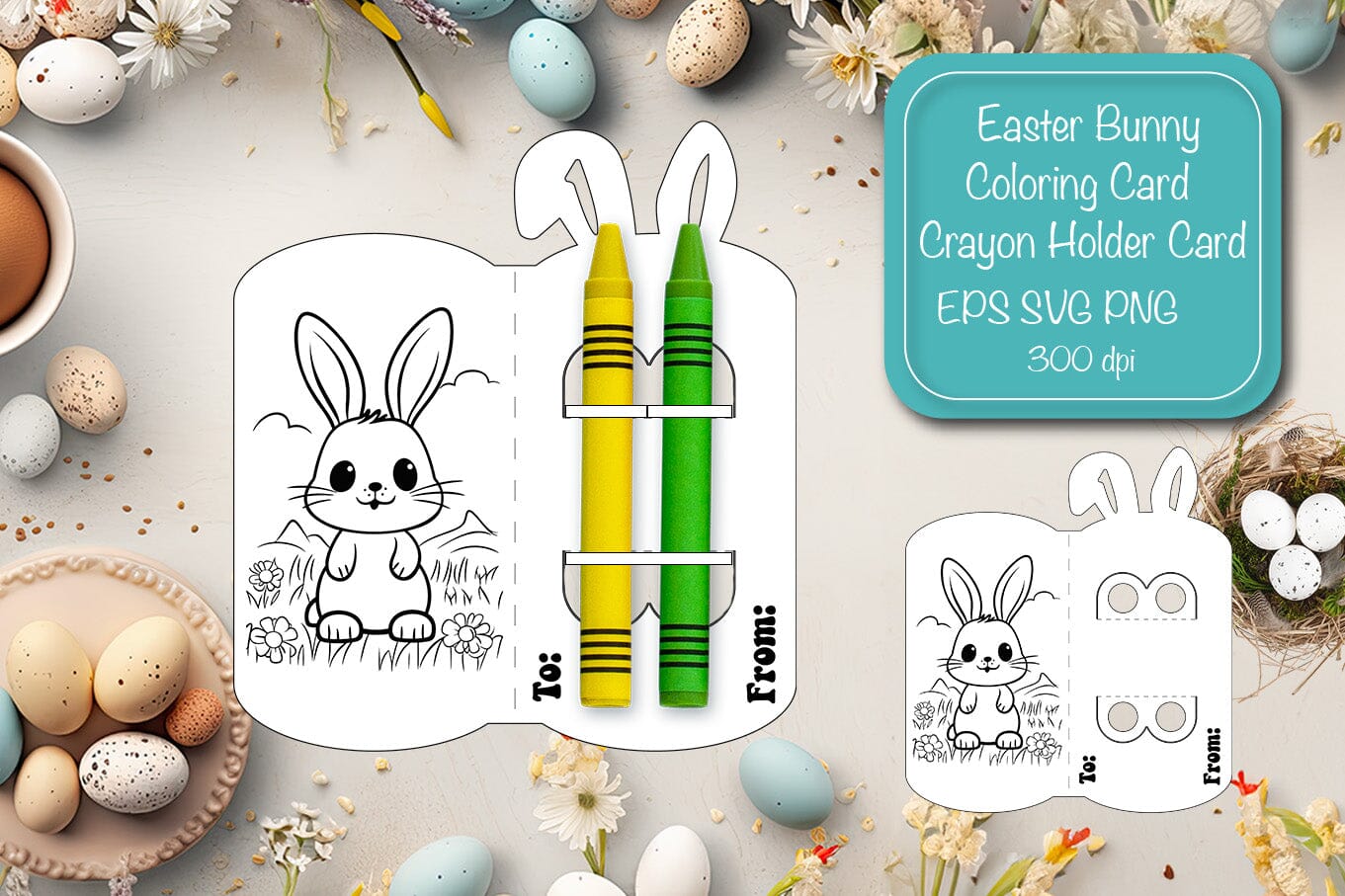 Easter Coloring card Easter Crayon holder Coloring page printable ...