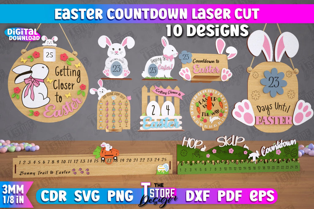 Easter Countdown Bundle | Easter Calendar Template | Days Until Easter | CNC Files - So Fontsy
