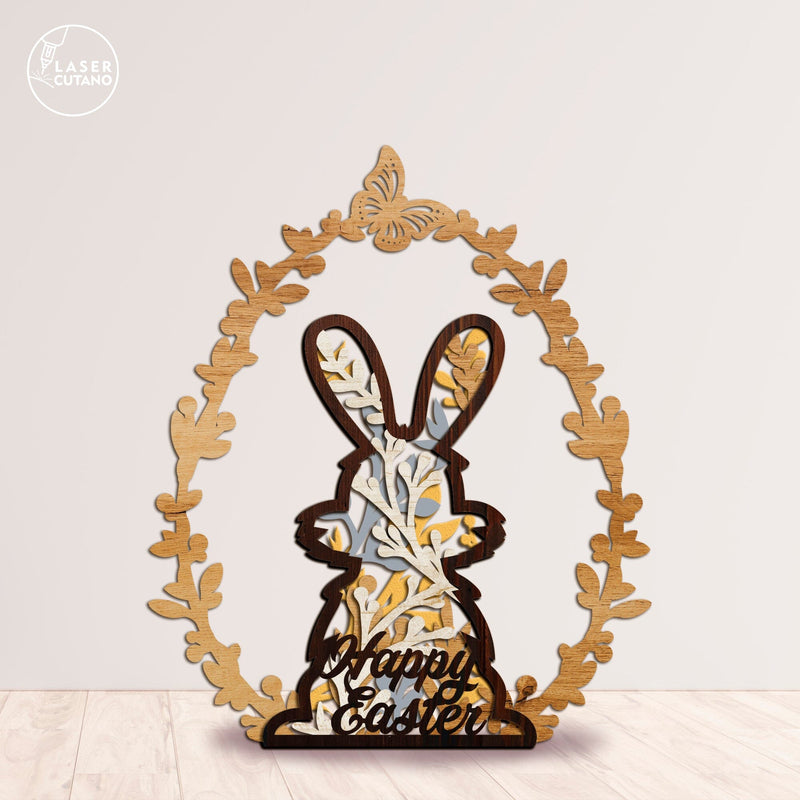 Easter Decorative Rabbit Template, Laser Cut File - So Fontsy