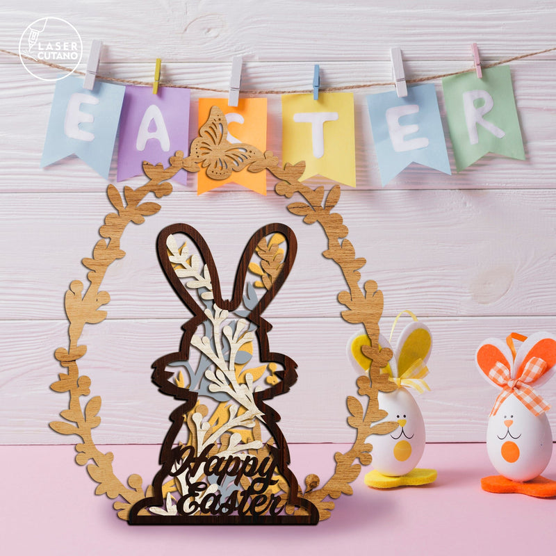 Easter Decorative Rabbit Template, Laser Cut File - So Fontsy