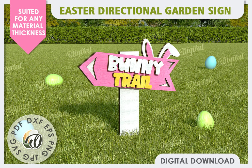 Easter Directional Garden Signs Laser Cut Bundle. 3D Easter - So Fontsy