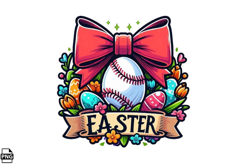 Easter Egg Baseball Coquette PNG Printable File - So Fontsy