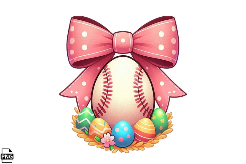Easter Egg Baseball Coquette PNG Printable File - So Fontsy