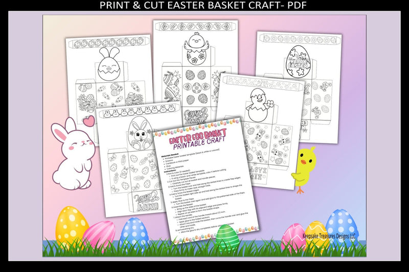 Easter Egg Basket Printable Craft for Kids, DIY Chick Basket Template ...