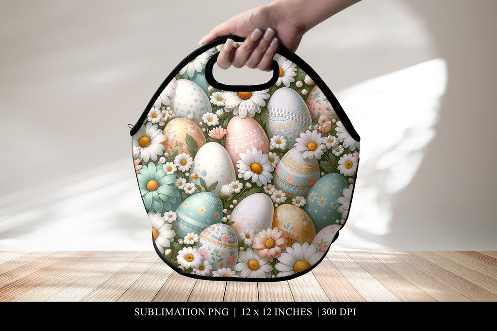 Easter Egg Basket Sublimation Design, Floral Spring PNG - So Fontsy