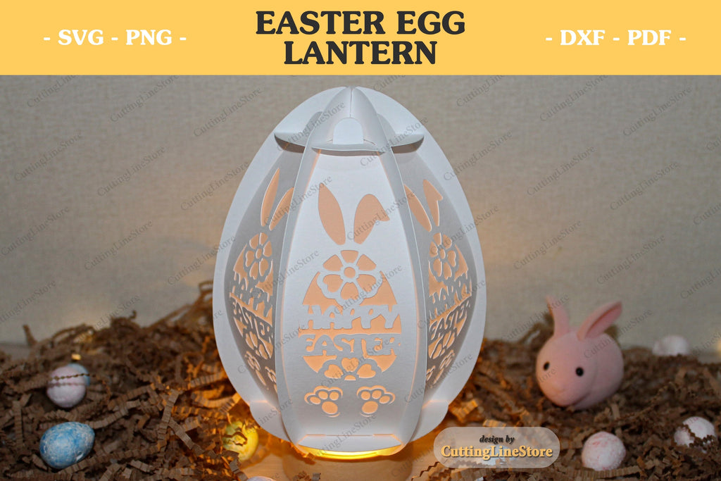 Easter egg lantern | Bunny lantern svg | Paper lantern template | Cric ...