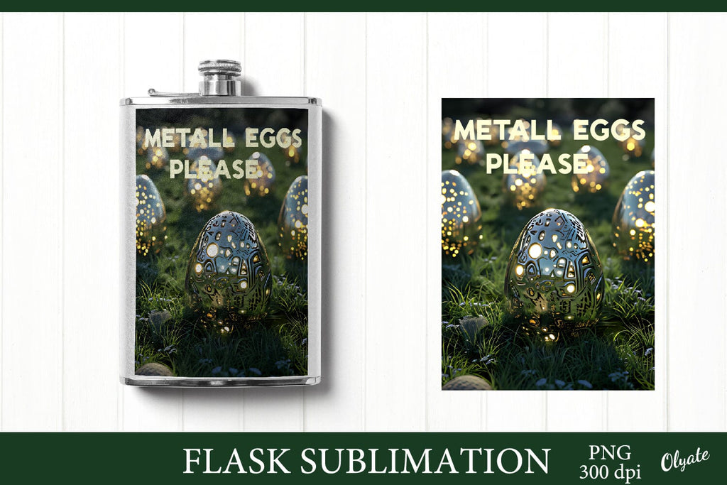 Easter Egg Sublimation PNG. 8 OZ Flask PNG - So Fontsy