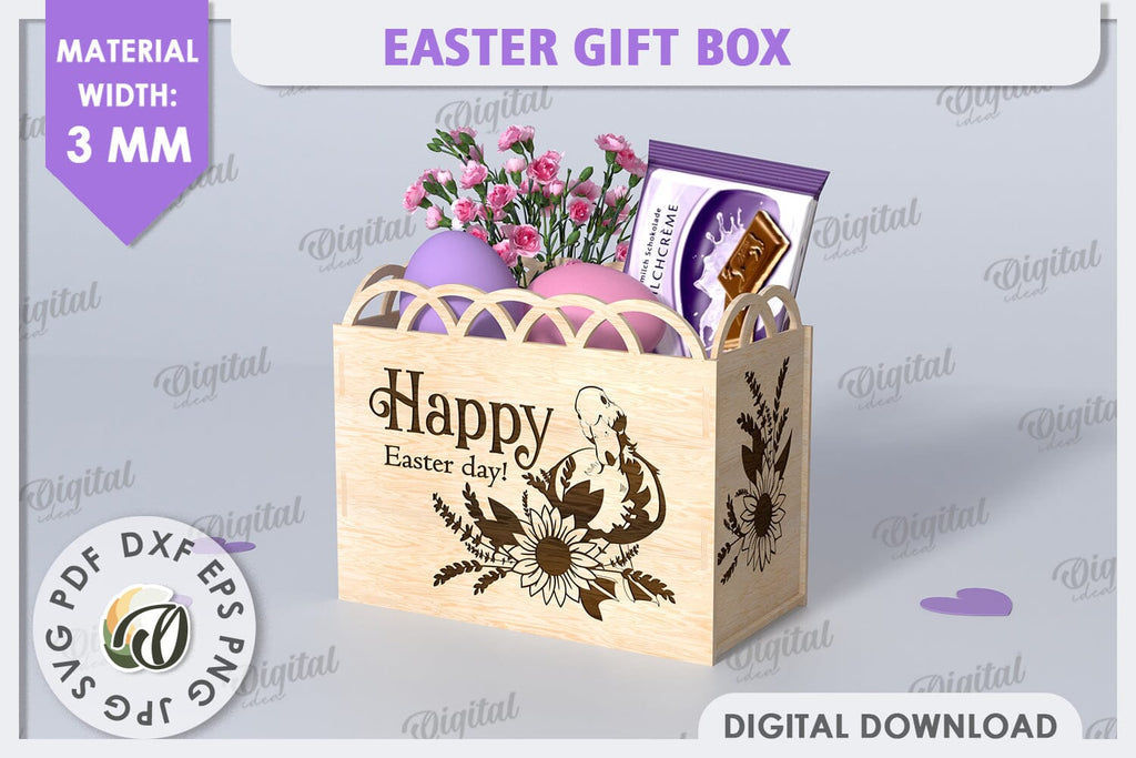 Easter Gift Box Laser Cut. Treats Box. Happy Easter SVG - So Fontsy