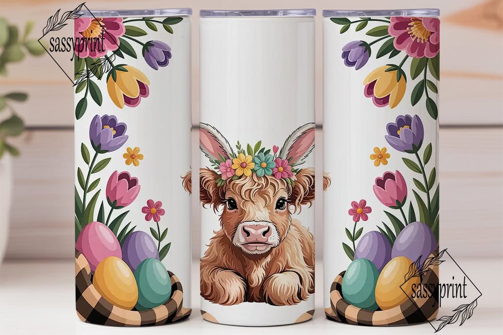 Easter Highland Cow Calf 20oz Tumbler - So Fontsy