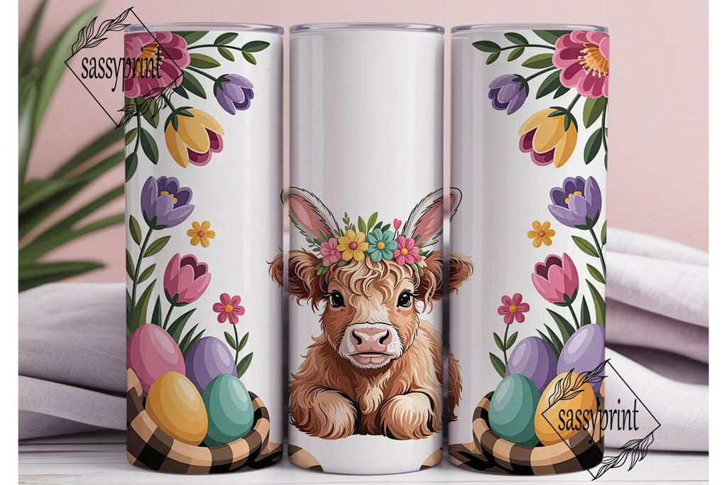 Easter Highland Cow Calf 20oz Tumbler - So Fontsy