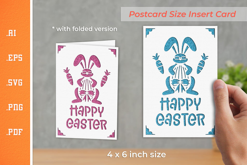 Easter Insert Card Paper Cut SVG 4 - Postcard Size - So Fontsy