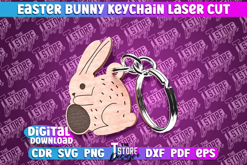 Easter Keychain Design | Easter Bunny Keychain Laser Cut | Happy Easter | CNC File - So Fontsy