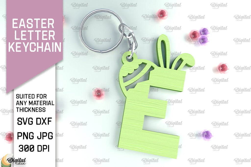 Easter Letter Keychain Laser Cut. Easter Bunny SVG. Letter E - So Fontsy