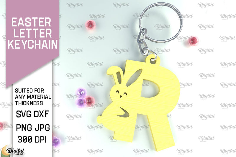Easter Letter Keychain Laser Cut. Easter Bunny SVG. Letter R - So Fontsy