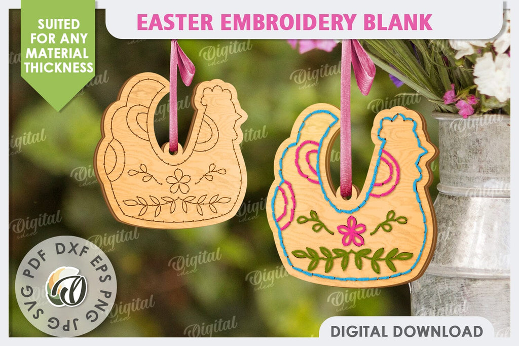Easter Ornaments Laser Cut Bundle. Embroidery Blanks SVG - So Fontsy