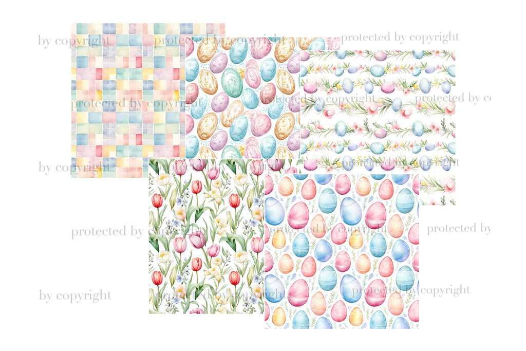 Easter Pastel Digital Paper | Spring Seamless Pattern Set - So Fontsy
