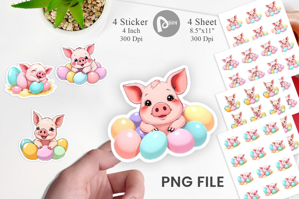 Easter Pig Sticker - So Fontsy