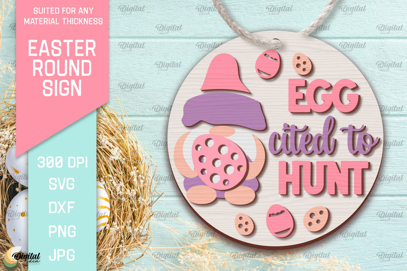 Easter Round Sign SVG Bundle. Happy Easter Sign SVG - So Fontsy
