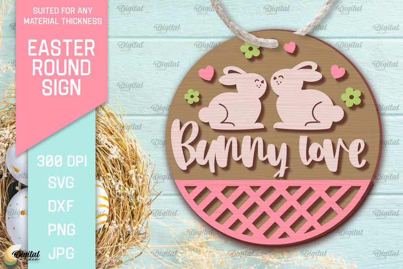 Easter Round Sign SVG Bundle. Happy Easter Sign SVG - So Fontsy