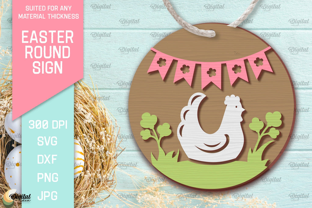 Easter Round Sign SVG Bundle. Happy Easter Sign SVG - So Fontsy