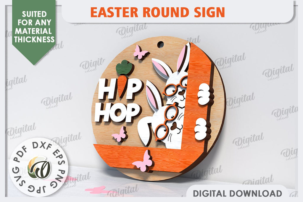 Easter Round Signs Laser Cut Bundle. Spring Round Signs SVG - So Fontsy