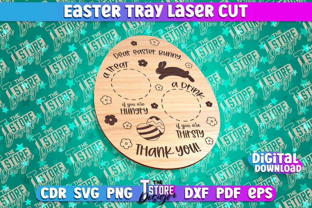 Easter Serving Tray Laser Cut | Dear Easter Bunny | CNC File - So Fontsy