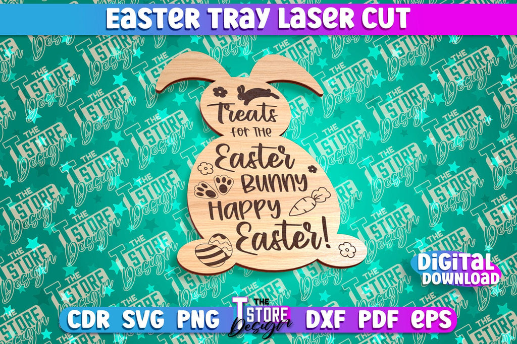 Easter Serving Tray Laser Cut | Dear Easter Bunny | CNC File - So Fontsy