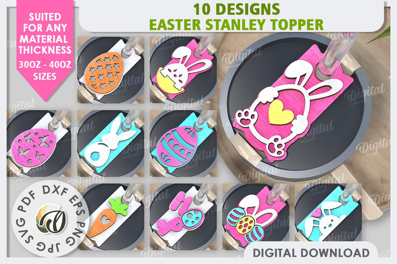 Easter Stanley Toppers Laser Cut Bundle. Easter Decor SVG - So Fontsy