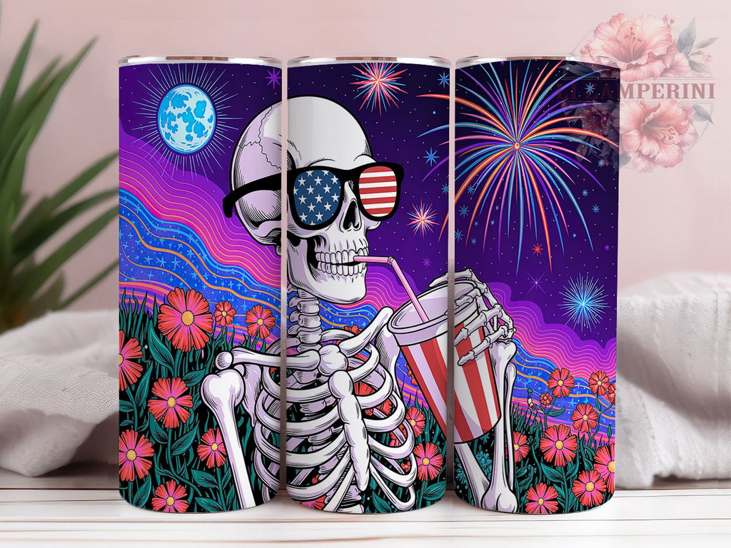 Edgy Patriotic Skull Tumbler, American Flag Skull Wrap, 4th Of July ...