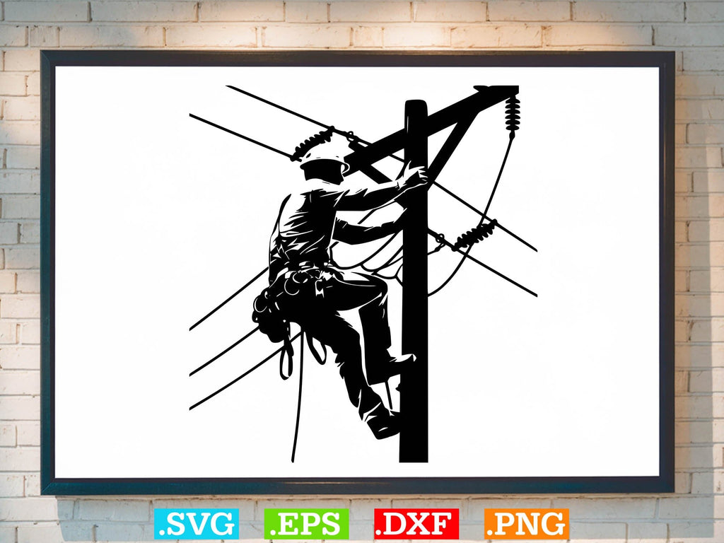 Electrician Clipart, Electric Man Svg, Usa Lineman SVG - So Fontsy