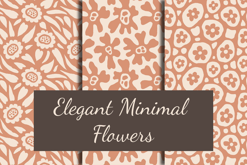 Elegant Minimal Flowers Seamless Patterns - So Fontsy