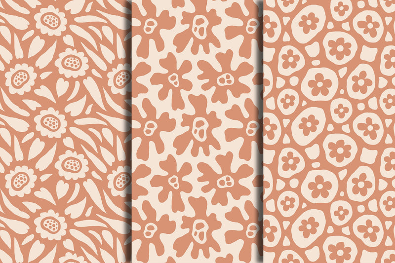Elegant Minimal Flowers Seamless Patterns - So Fontsy