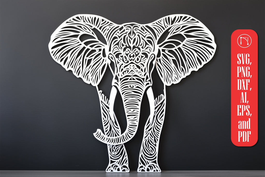 Elephant Paper Cut Laser Cut Template - So Fontsy