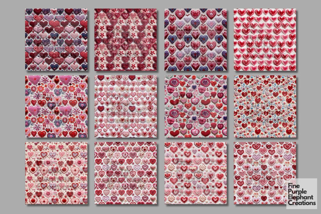 Embroidered Grandma Hearts Digital Paper | Printable Cottagecore ...