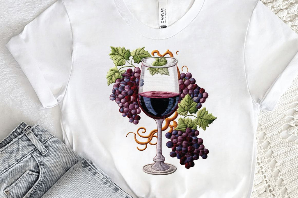 Embroidery Wine Glass Clipart - So Fontsy