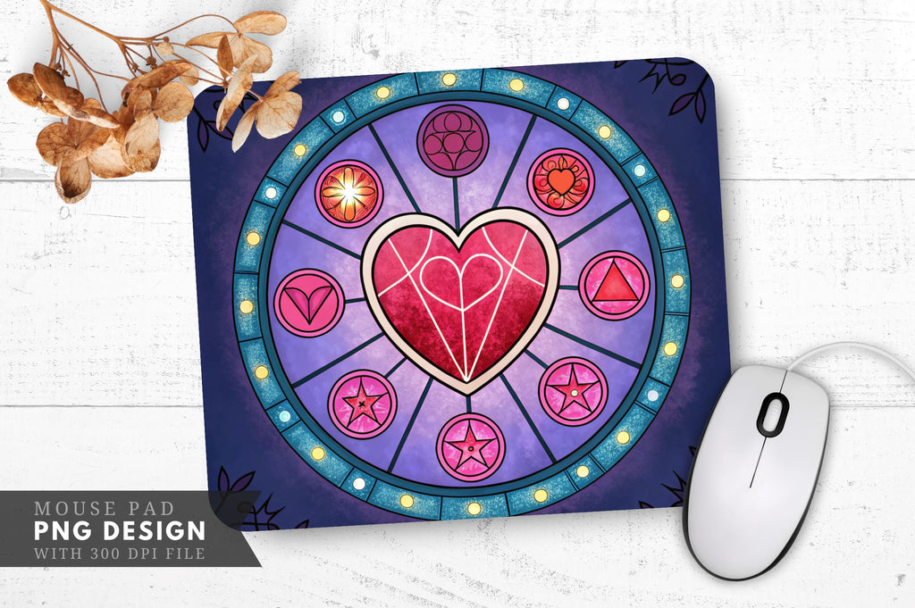 Enchanted Heart with Glowing Runes Mouse Pad PNG Design - So Fontsy