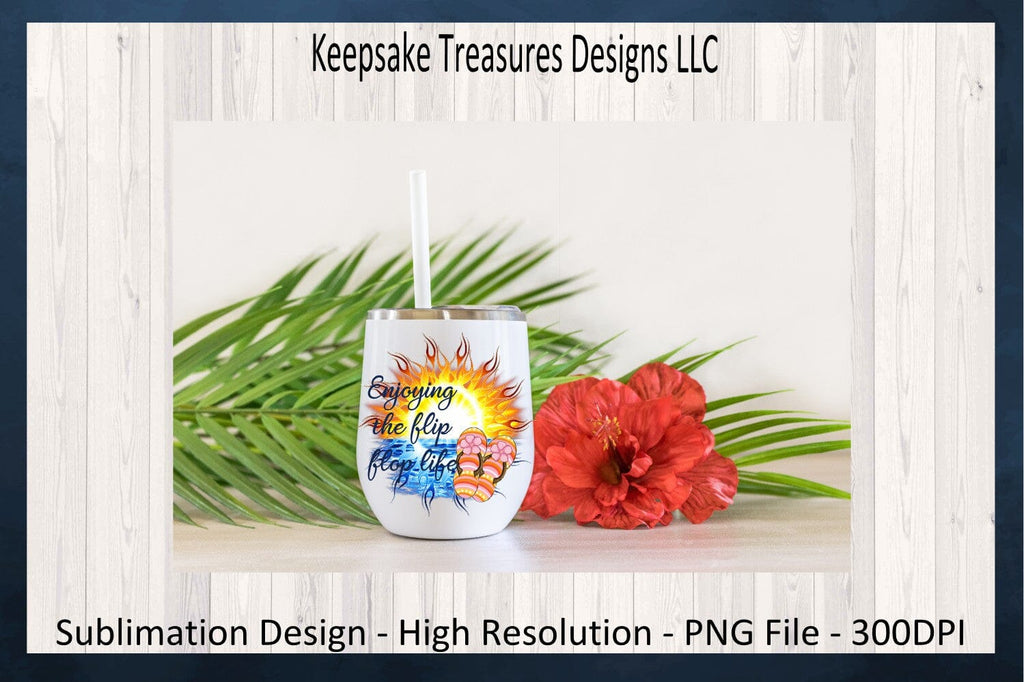 Enjoying The Flip Flop Life Sublimation PNG, Tropical Sunset, Sublimation Beach T-Shirt Design ...