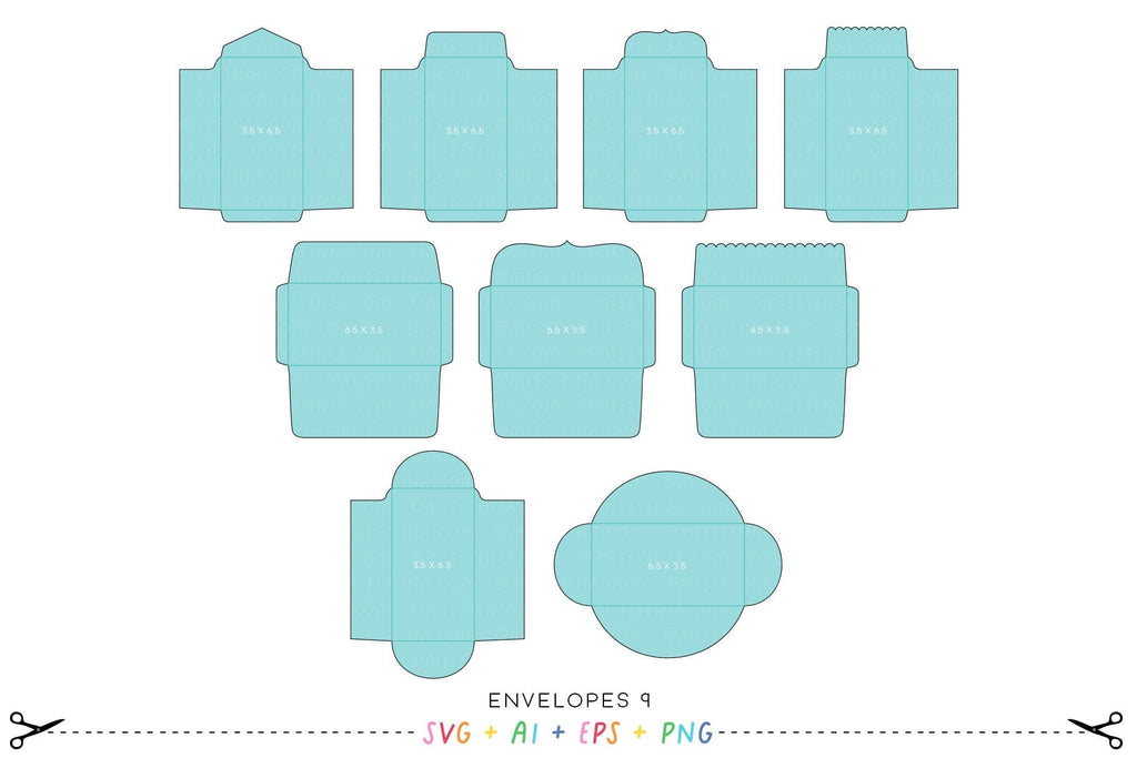 Envelopes 9 - Mini Slimline SVG - So Fontsy