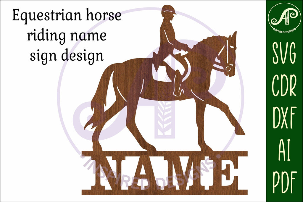 Equestrian horse riding name sign svg laser cut file - So Fontsy