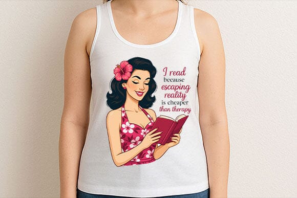 Escaping Reality Reading PNG Funny Book Lover Retro Sublimation Design ...