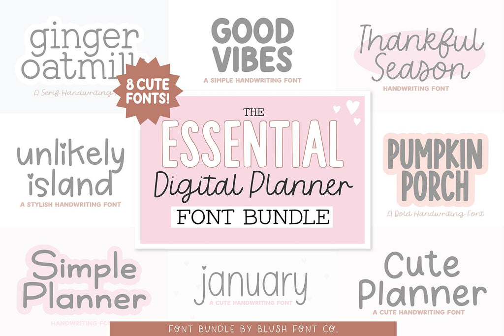 Essential Digital Planner Handwriting Font Bundle V1 - So Fontsy