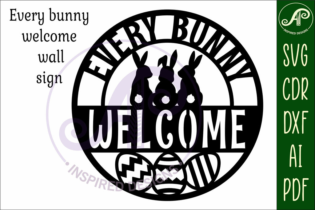 Every bunny welcome wall art sign, SVG file. vector - So Fontsy