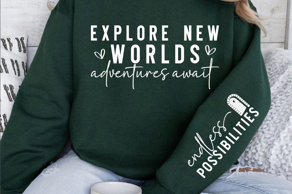 Explore new worlds, adventures await Sleeve SVG Design - So Fontsy