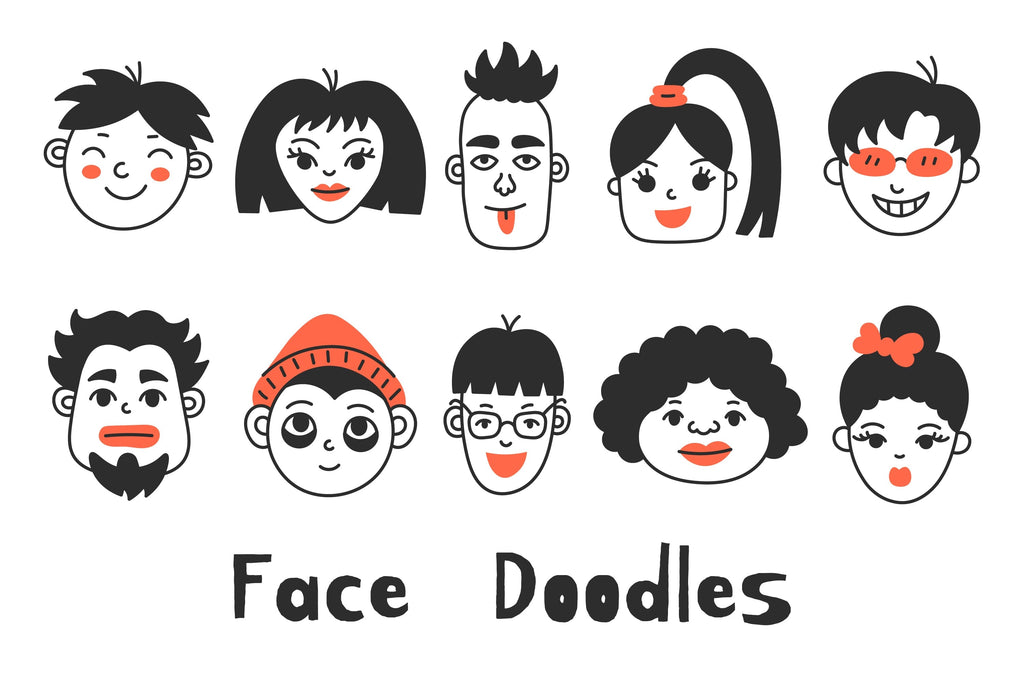 Face Doodles PNG Clipart - So Fontsy